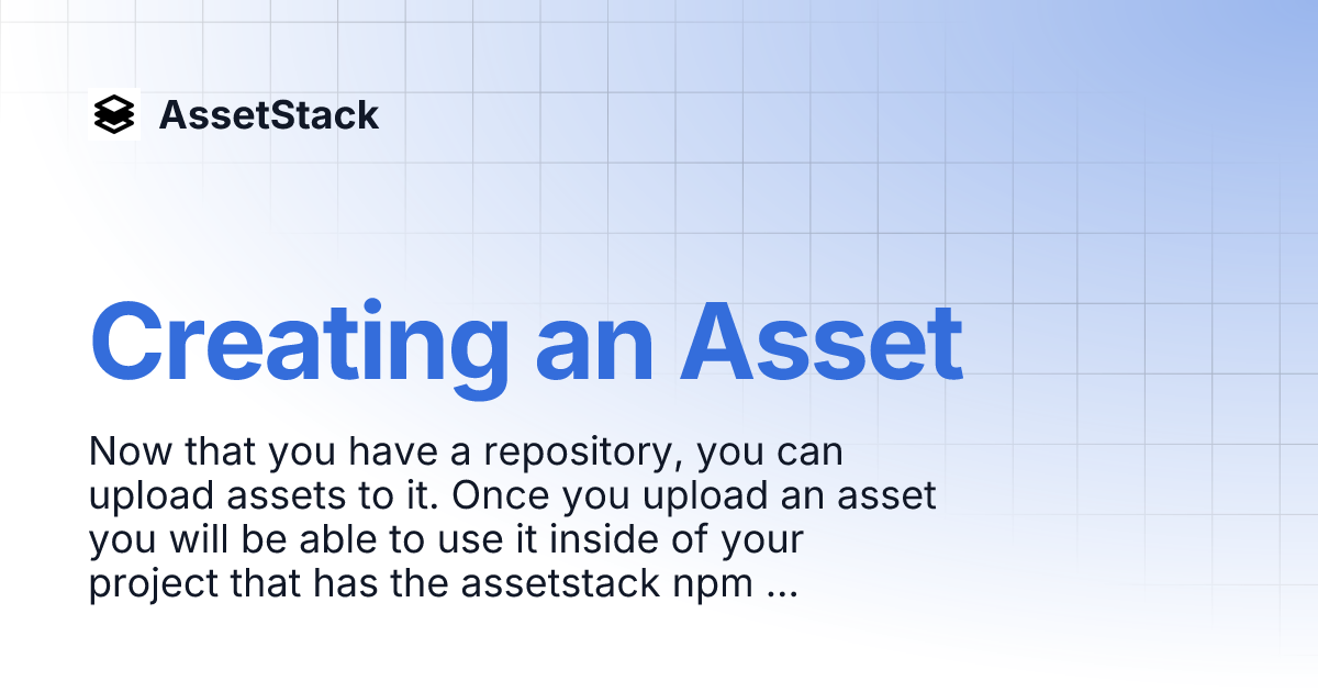 Creating an Asset | AssetStack